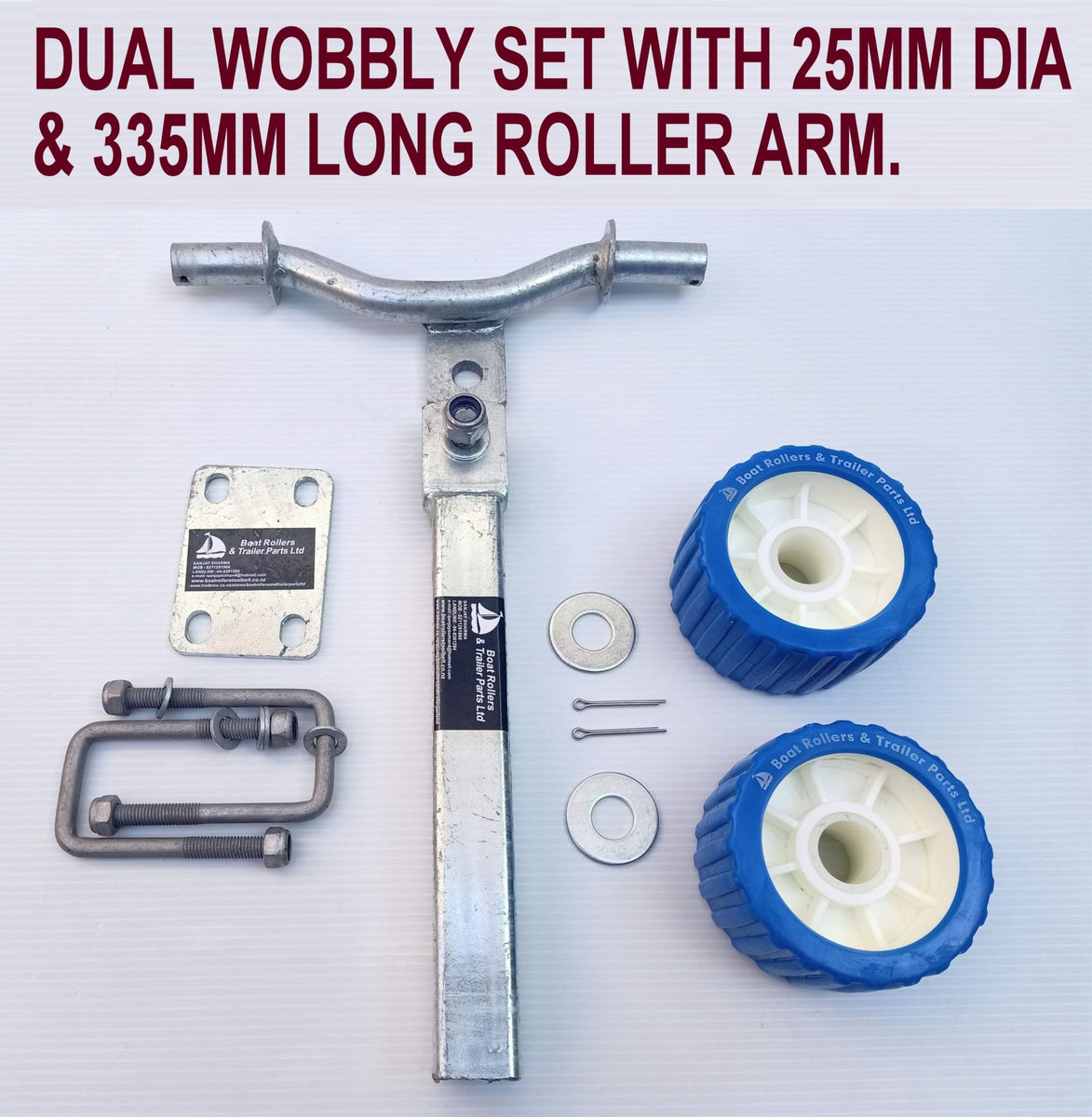 DUAL SUPER HEAVY-DUTY ASSEMBLY WITH BLUE WOBBLE ROLLER FOR BOAT TRAILE ...
