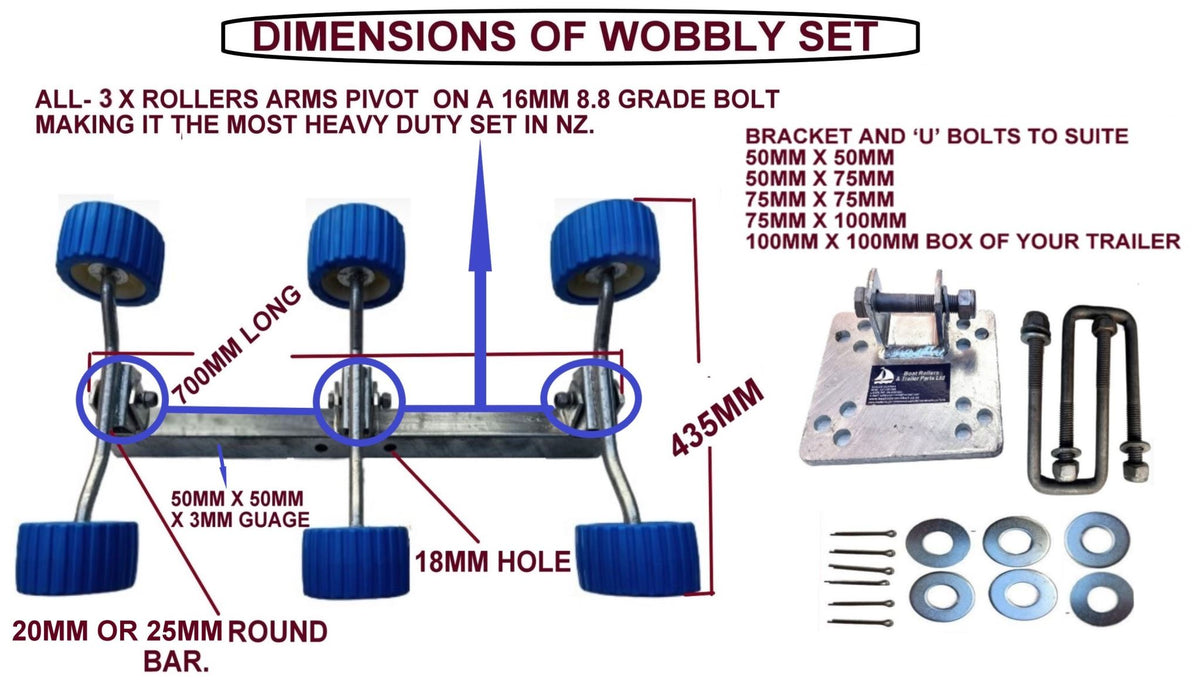SUPER HEAVY DUTY WOBBLE ROLLERS ASSEMBLY -2 SETS OF 3 WITH FIXED HEIGH ...