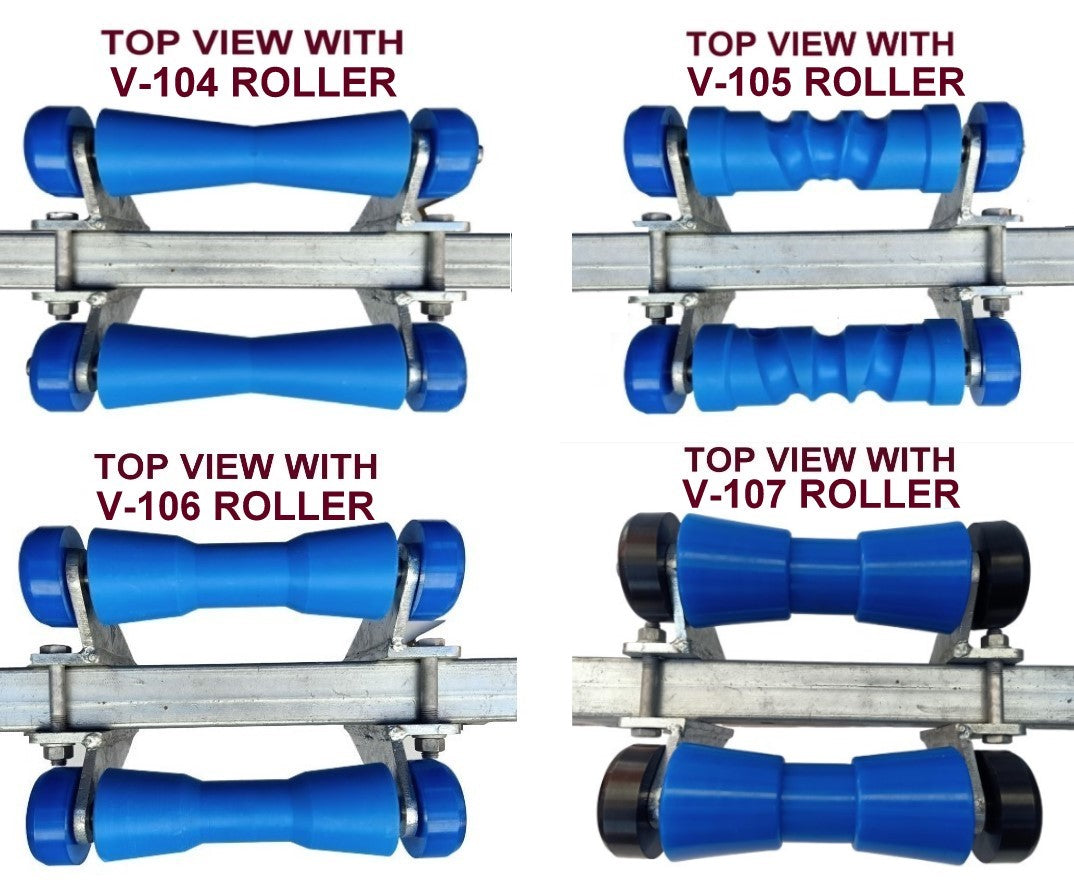 BOAT ROLLER POLYETHYLENE + 3 HOLE BRACKET + END CAPS WITH19MM SHAFT ...