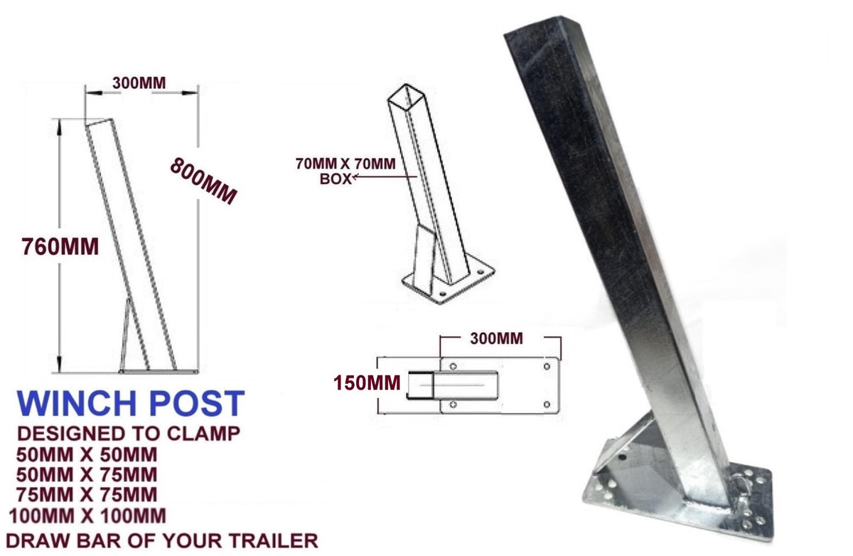 BOAT TRAILER FULL WINCH SET READY TO FIT WITH WINCH POST (70MM X 70MM ...